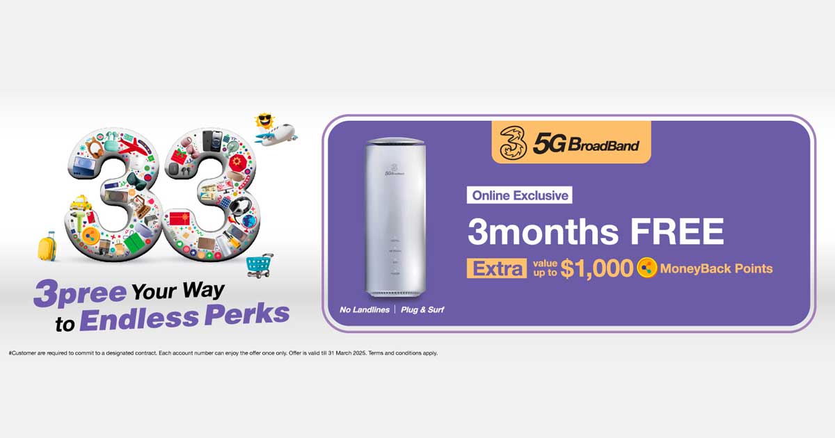 3HK | 5G Broadband | FREE up to 3-month + Router rental fee wavier