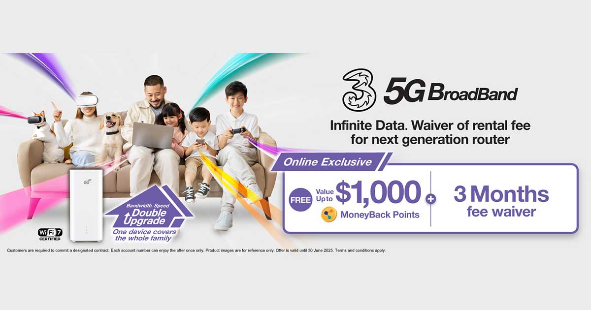 3HK | 5G Broadband | FREE up to 3-month + Router rental fee wavier